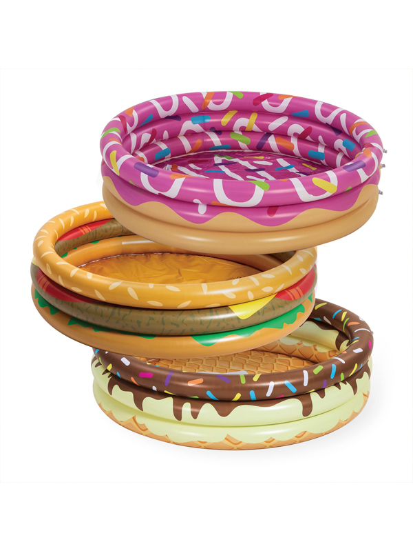 Sloosh 3 Pack 45" X 10" Inflatable Kiddie Pools, Donuts & Burger & Ice ...