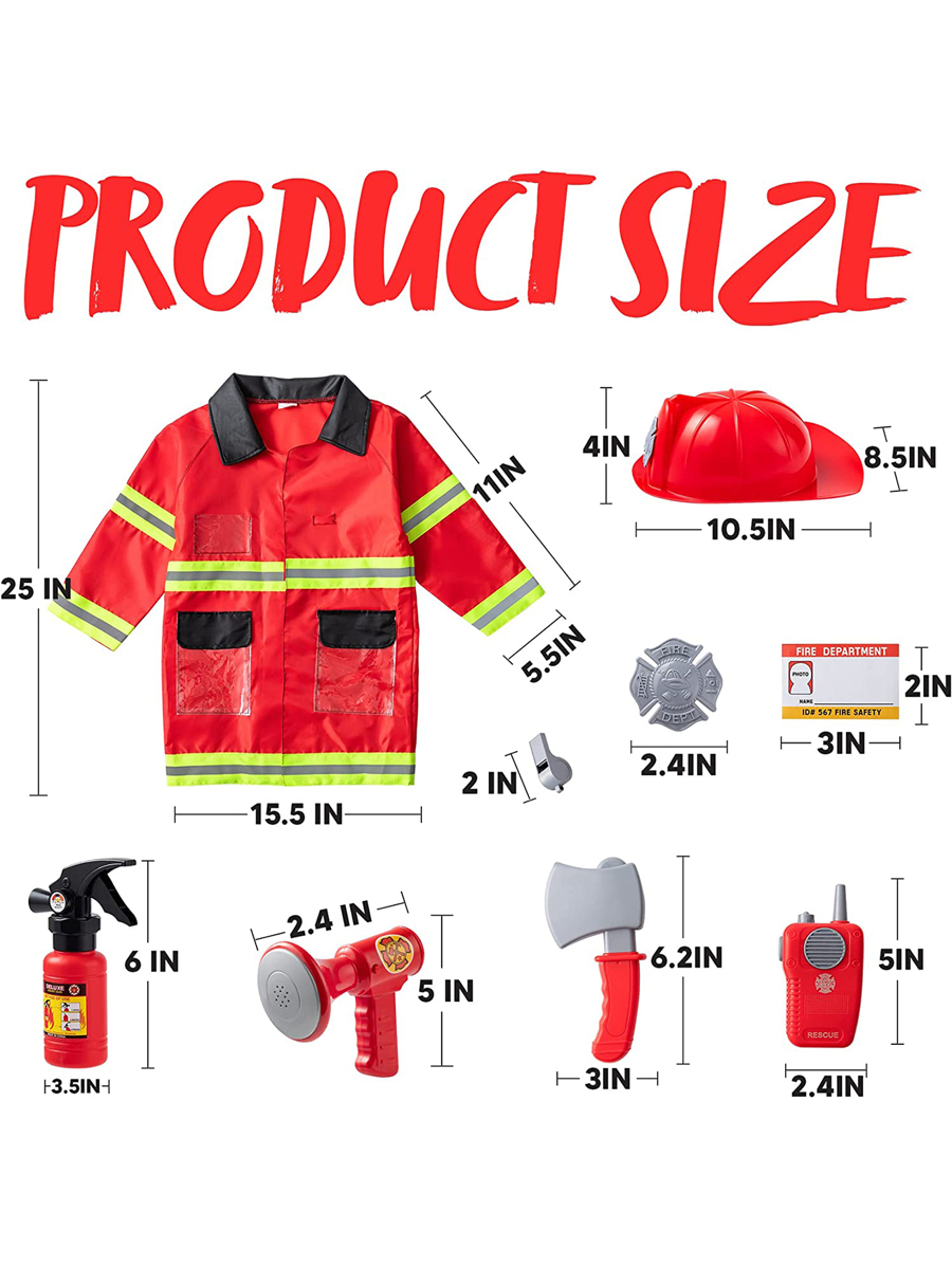 Syncfun Fireman Costume Pretend Play Set Fireman Costume For Kids ...