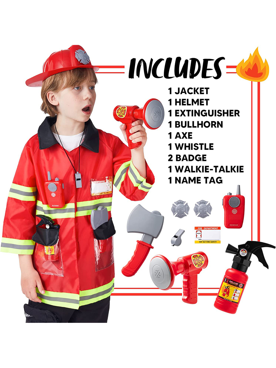 Syncfun Fireman Costume Pretend Play Set Fireman Costume For Kids ...