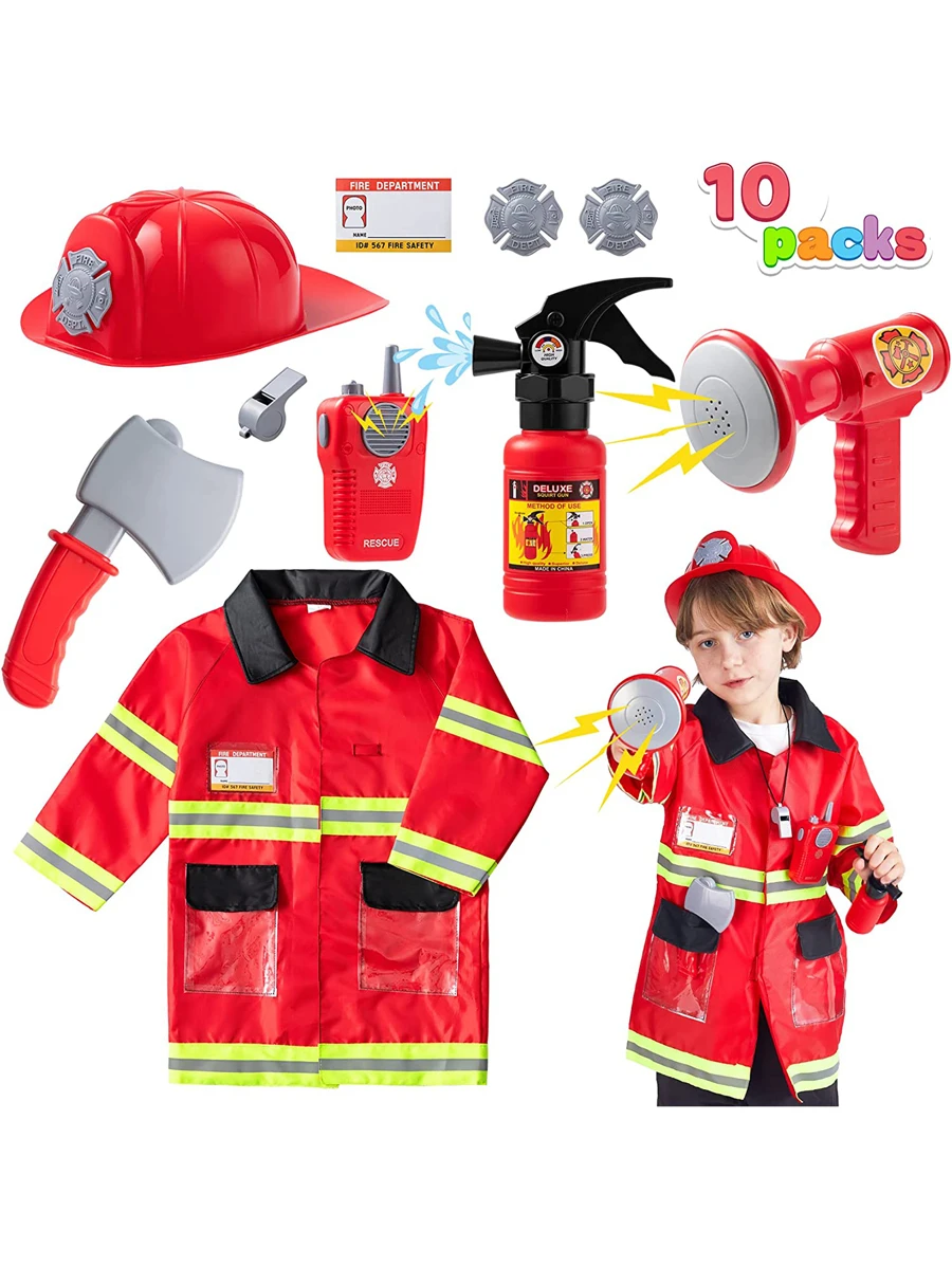 Syncfun Fireman Costume Pretend Play Set Fireman Costume For Kids ...