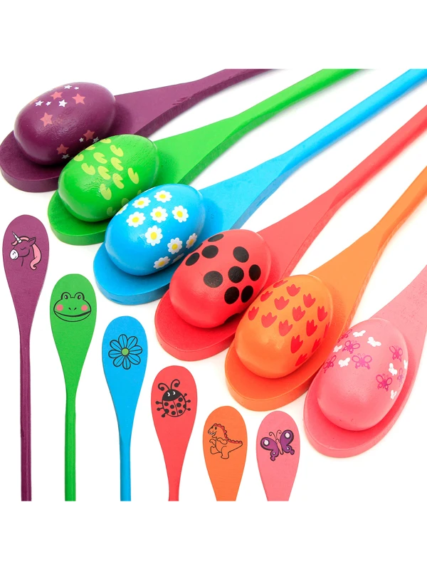 JOYIN 6 Players Easter Egg and Spoon Race Game Set, Eyeballs and Spoons ...