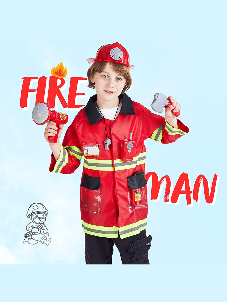 Syncfun Fireman Costume Pretend Play Set Fireman Costume For Kids ...