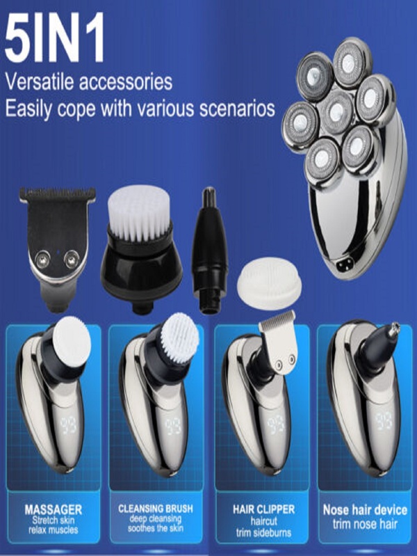 Cordless Head Shaver 7D 7 in 1 Electric Hair Remover Shavers Bald Head ...