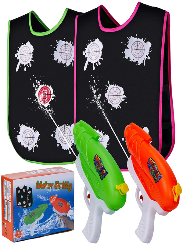 Water Guns for Kids, 2 Pack Water Guns with Color Changing Vest, Boys ...