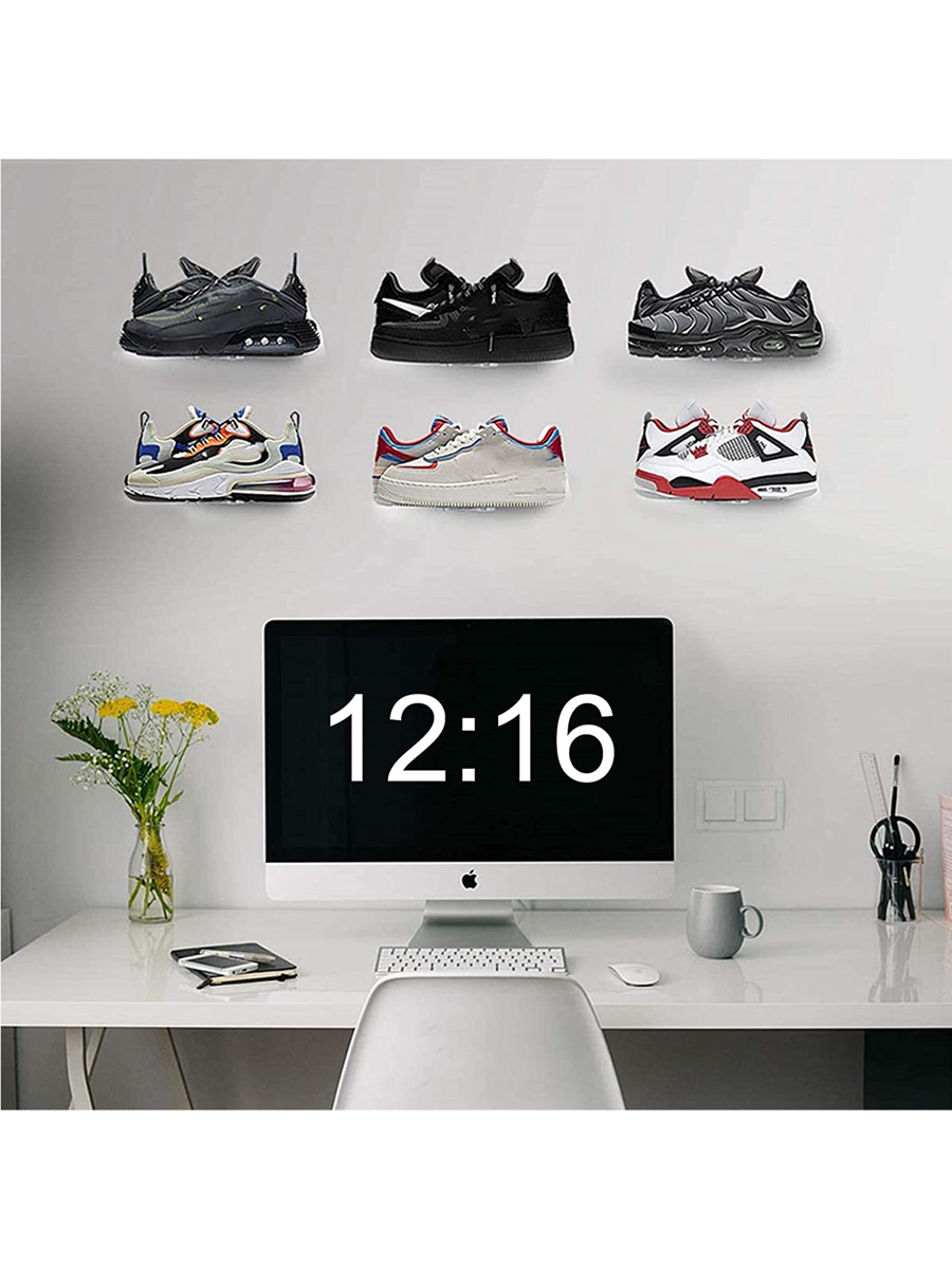 Acrylic Floating Shoe Rack (Set of 6) Wall Mount Display Shoe Rack ...