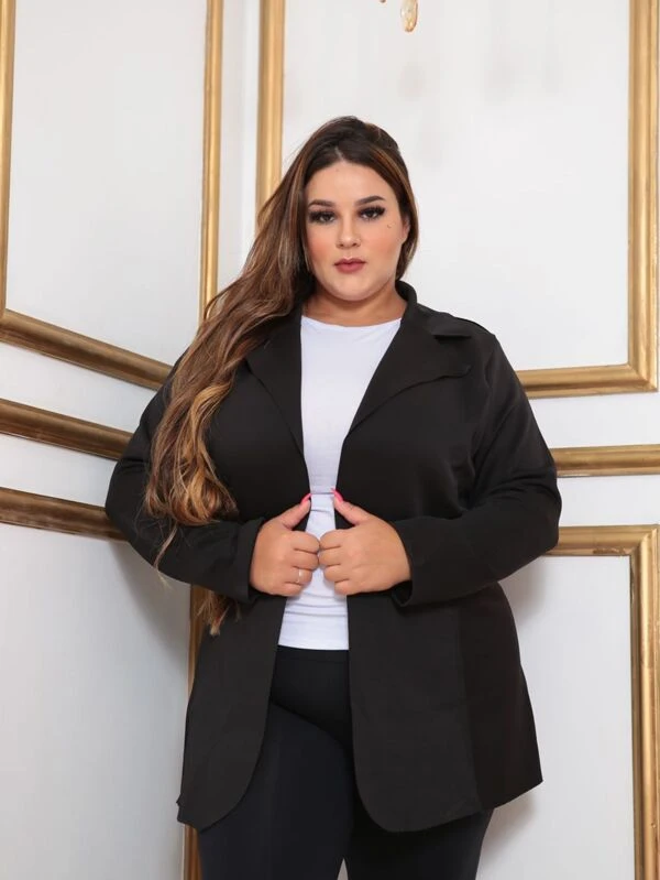 Maxi Blazer Plus Size Feminino Sobretudo Neoprene Alongado 46 Ao 52