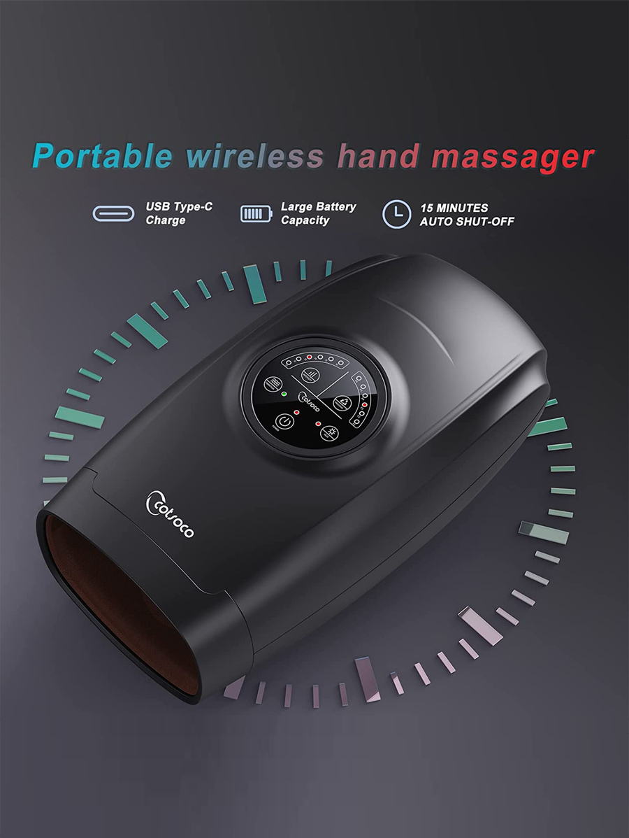 Cotsoco Cordless Electric Hand Massager For Arthritis And Carpal Tunnel Relief, 6 Levels Hand ...