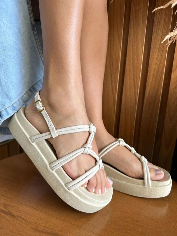 Sandália Feminina Papete Birken Sarah Plataforma Detalhe em Nó ...