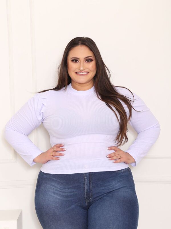 Sultana Fashion Blusa Malha Canelada Manga Longa Princesa curve plus ...