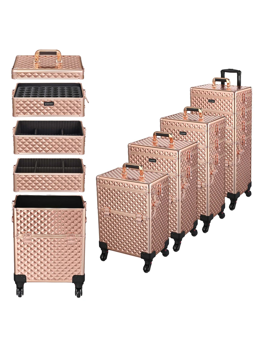 BYOOTIQUE 4in1 Rolling Makeup Case Aluminum Cosmetic Train Case ...