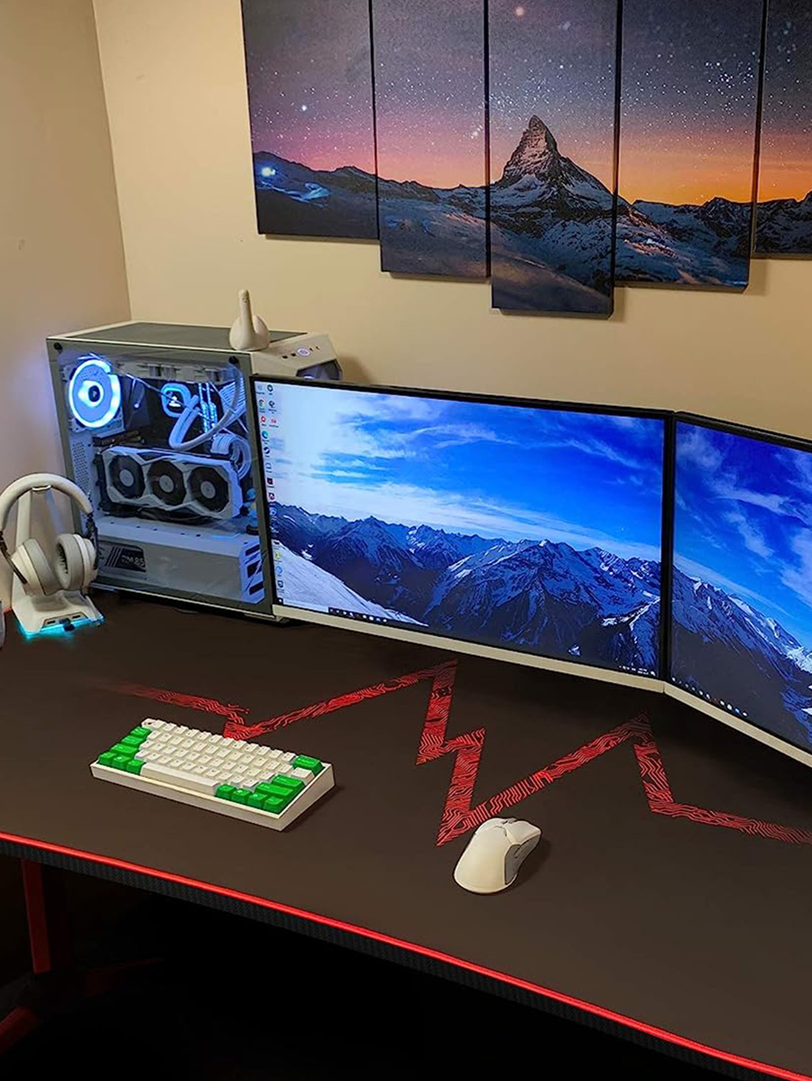 1pc 140cm Long Gaming Desk T-Shaped Computer Table with Carbon Fiber ...