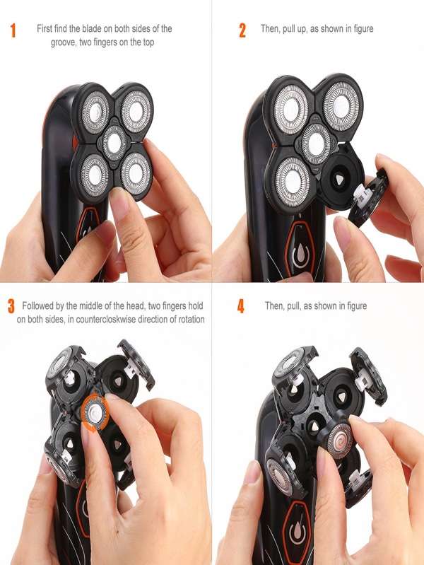 4D Electric Shavers Razor IPX7 Waterproof Wet & Dry 5 Floating Head ...