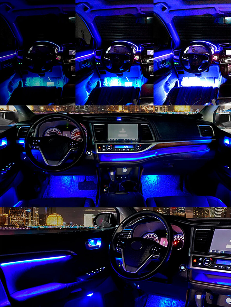 Luz Led Para Carro RGB 10m Fita Led Para Painel Interior de Carro C ...