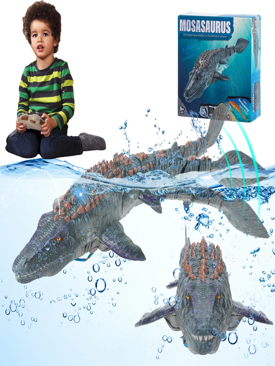 Remote Control Mosasaurus Toy,Dinosaur Water Pool Toys for Kids RC Boat ...