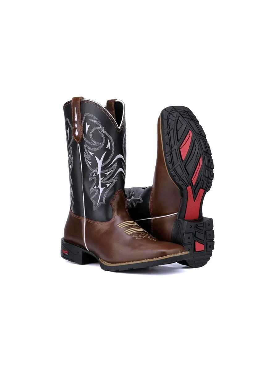 Bota Masculina Cano longo Texana Bico Quadrado Country | SHEIN Brasil