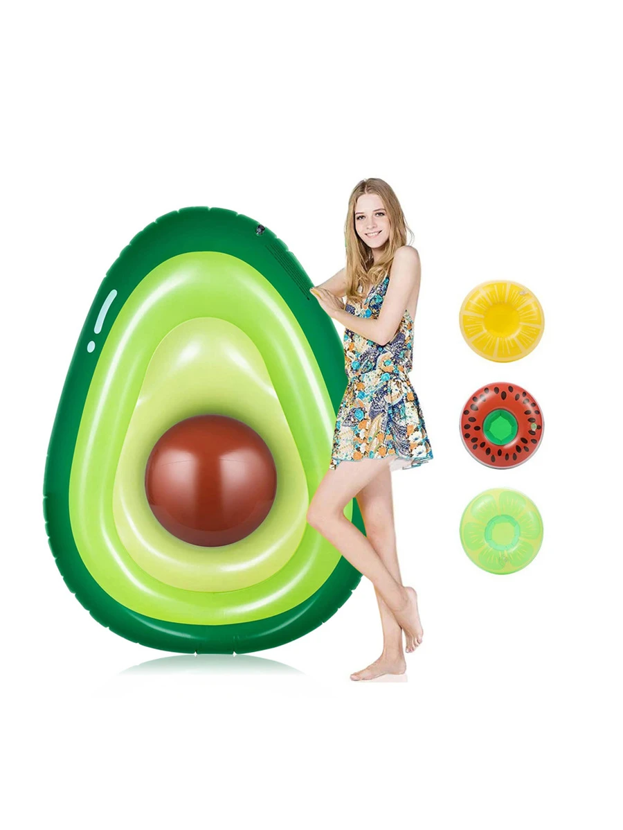 Giant Inflatable Avocado Pool Float with 3 Drink Holders, Raft Outdoor ...