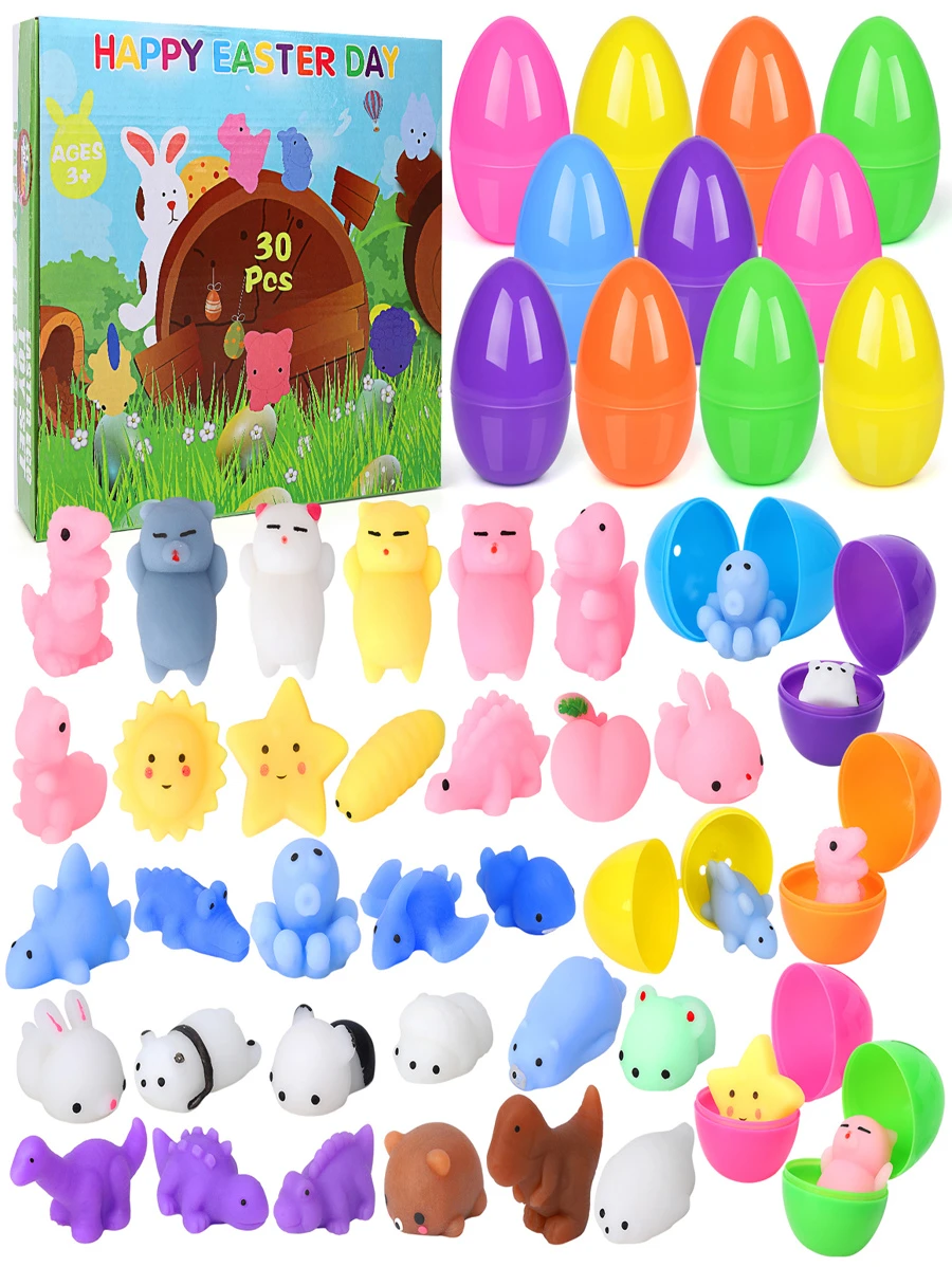 Squishies Squishy Toy 30 Pcs Squeeze Toys with Plastic Easter Eggs ...