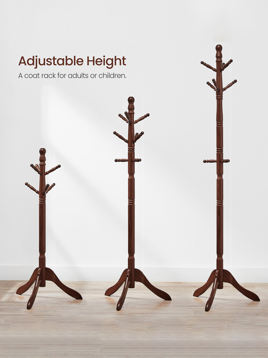 VASAGLE VASAGLE Coat Rack, Solid Wood Coat Stand, Free Standing Hall ...