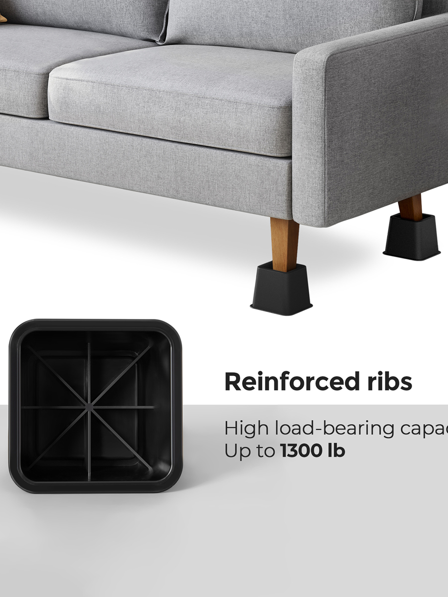 SONGMICS Bed Risers, 4-Pack Furniture Risers, Heavy Duty Bed Lifts in ...