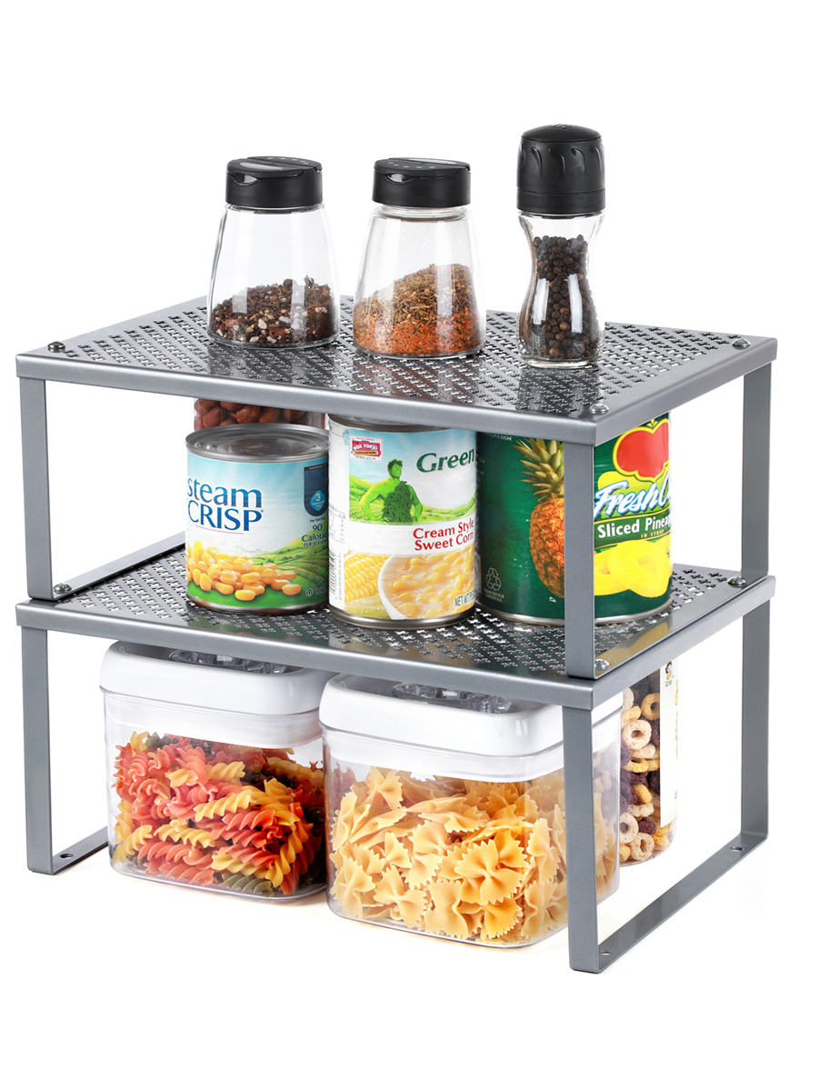 SONGMICS Spice, Set Of 2 Cabinet Shelf Organizers, 3-Tier Extendable ...