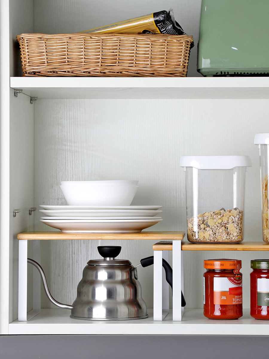 Cabinet Shelf Organizers, Set Of 4 Kitchen Counter Shelves, Stackable ...