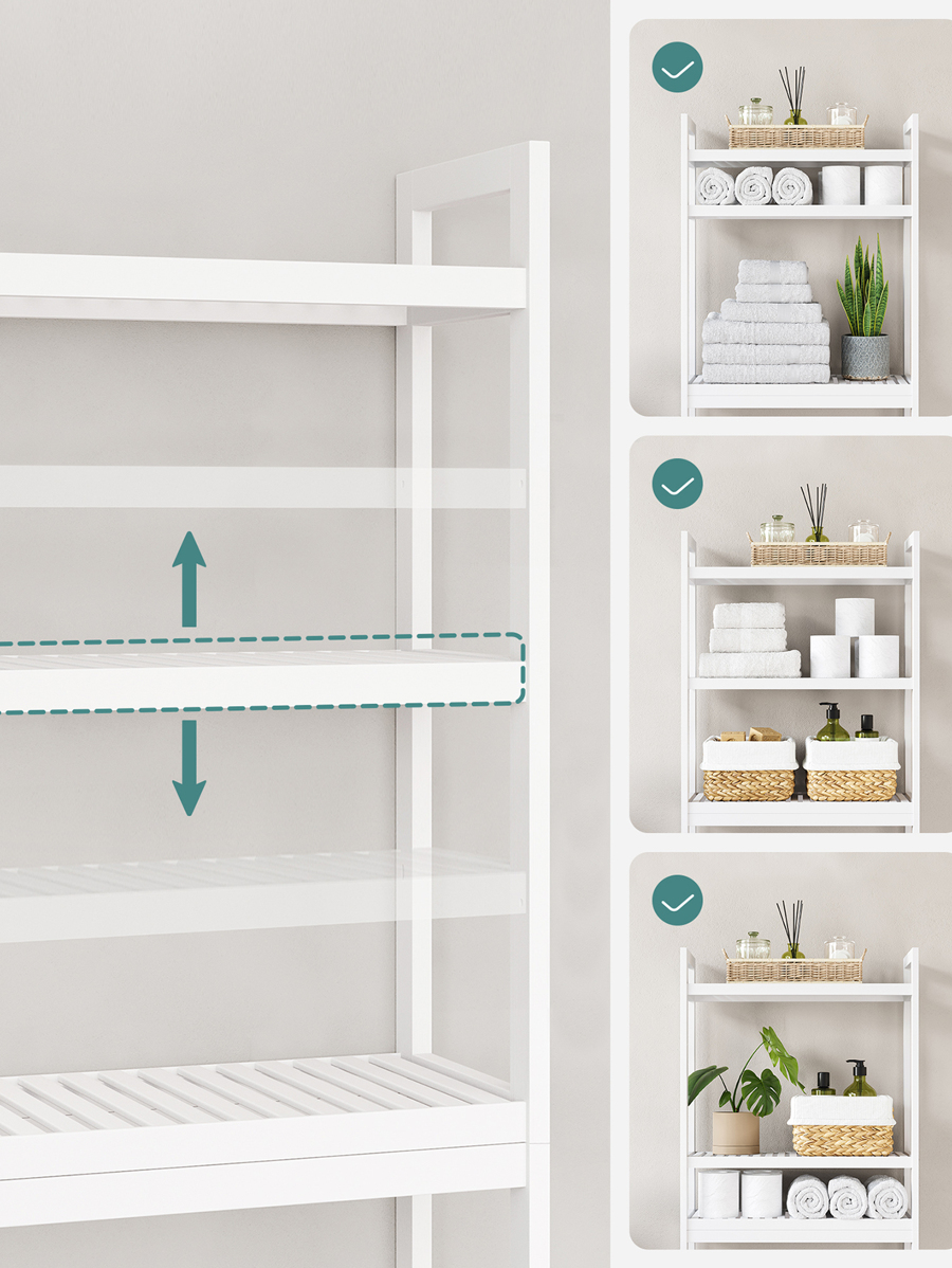 SONGMICS Over The Toilet Storage, 3-Tier Bamboo Over Toilet Rack ...