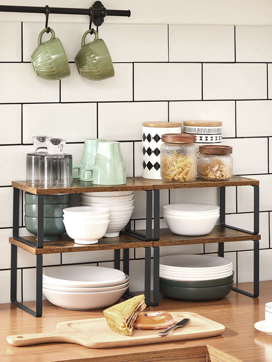 SONGMICS Cabinet Shelf Organizers, Set Of 4 Countertop Organizers ...