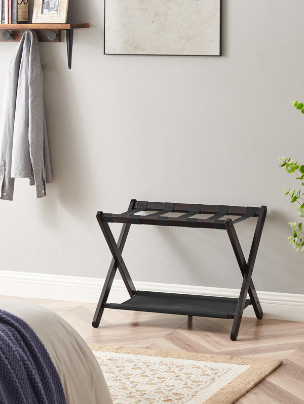 SONGMICS Luggage Rack, Wood Luggage Rack for Guest Room, Folding ...