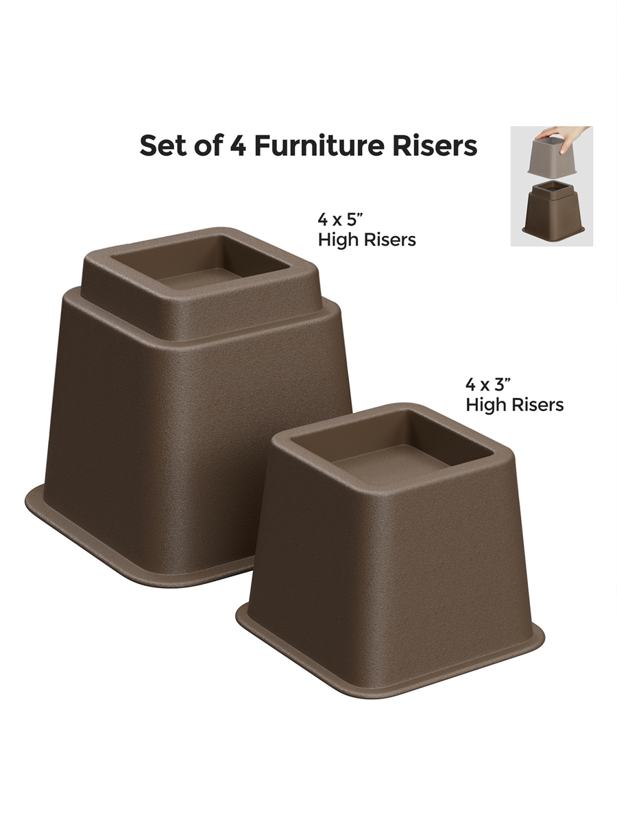 SONGMICS Bed Risers, 4-Pack Furniture Risers, Heavy Duty Bed Lifts in ...