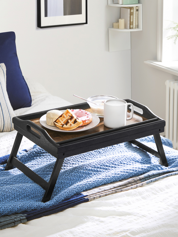 SONGMICS Bed Tray Table with Bamboo Folding Legs, Sofa Breakfast Tray ...