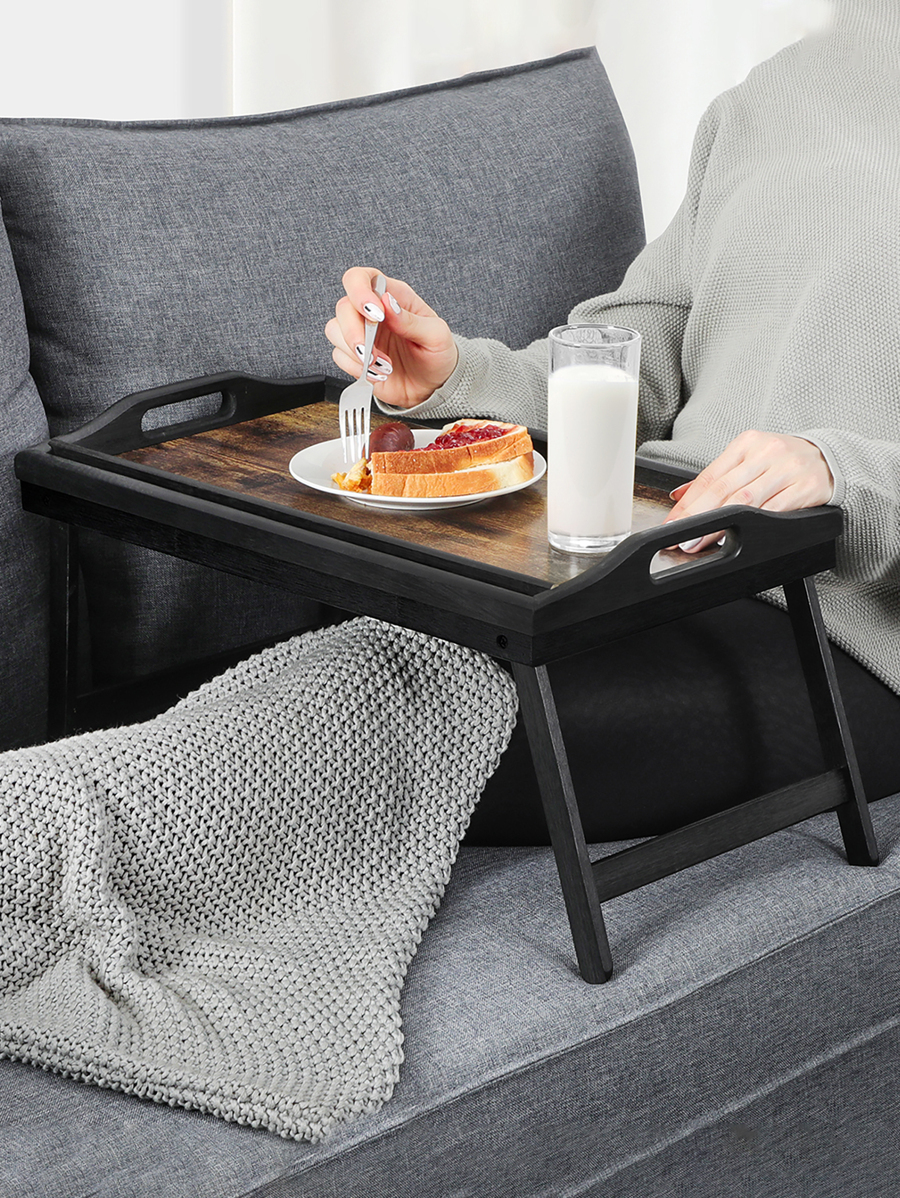 SONGMICS Bed Tray Table With Bamboo Folding Legs, Sofa Breakfast Tray ...