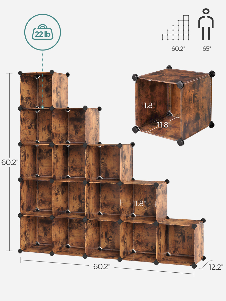 SONGMICS Cube Storage Organizer, 16-Cube Book Shelf, Closet Organizers ...