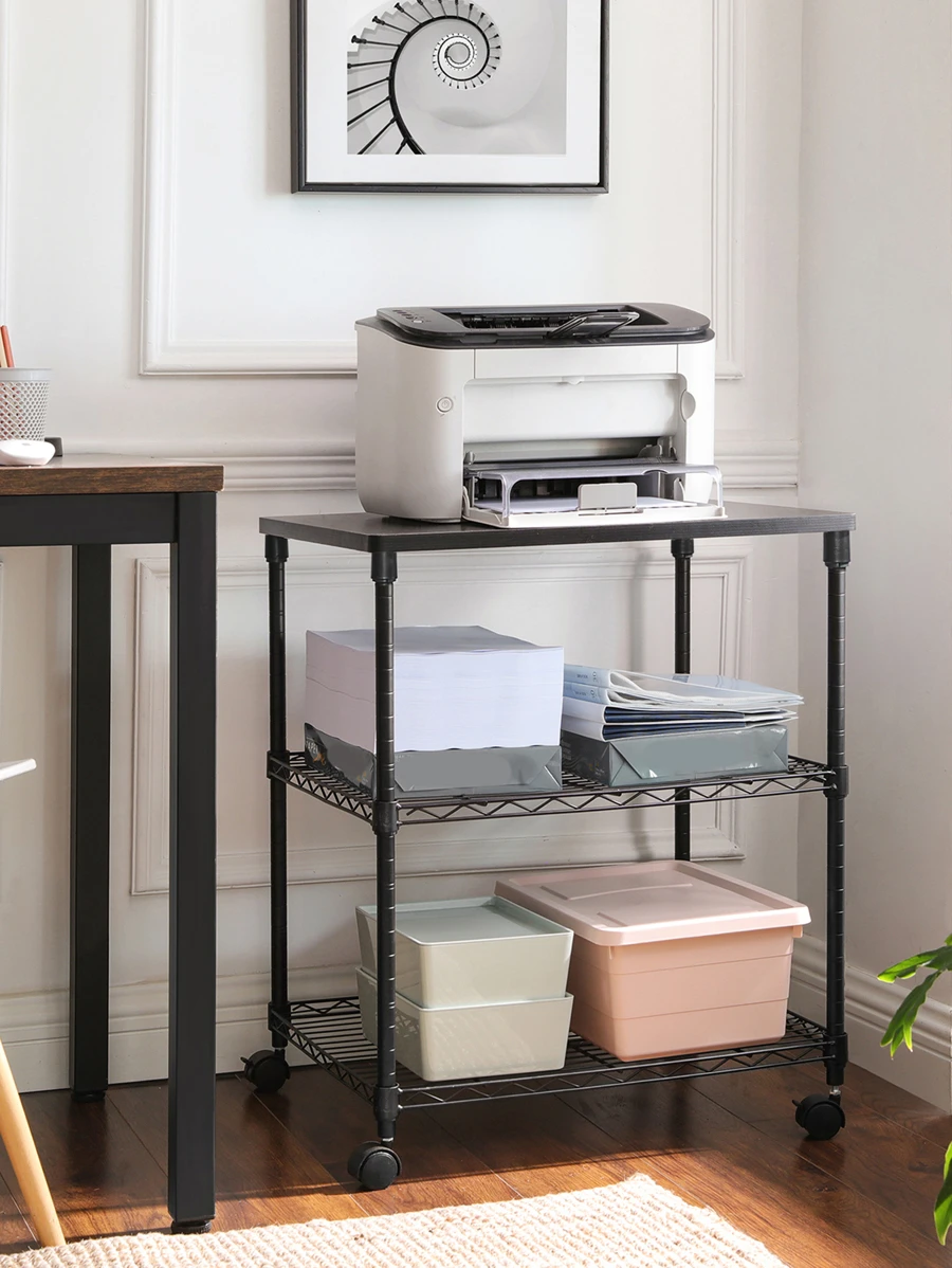 SONGMICS Printer Stand, 3-Tier Metal Printer Cart With Wheels, Printer ...