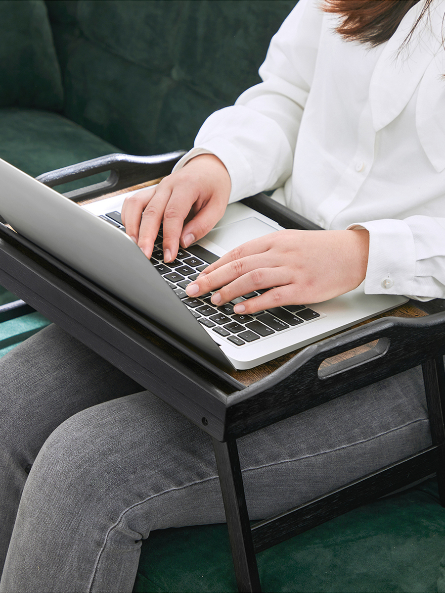 SONGMICS Bed Tray Table With Bamboo Folding Legs, Sofa Breakfast Tray ...