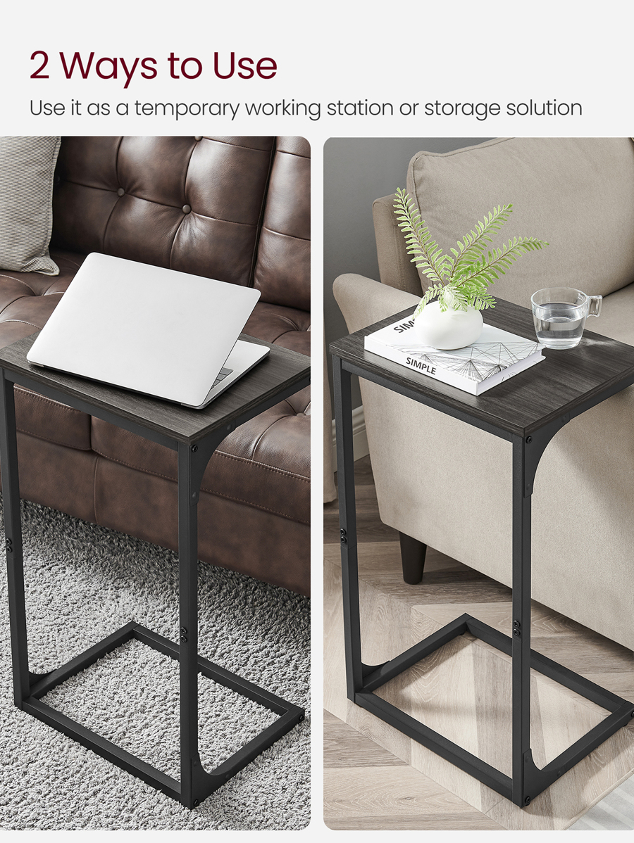 VASAGLE C-Shaped End Table, Side Table for Sofa, Couch Table with Metal ...