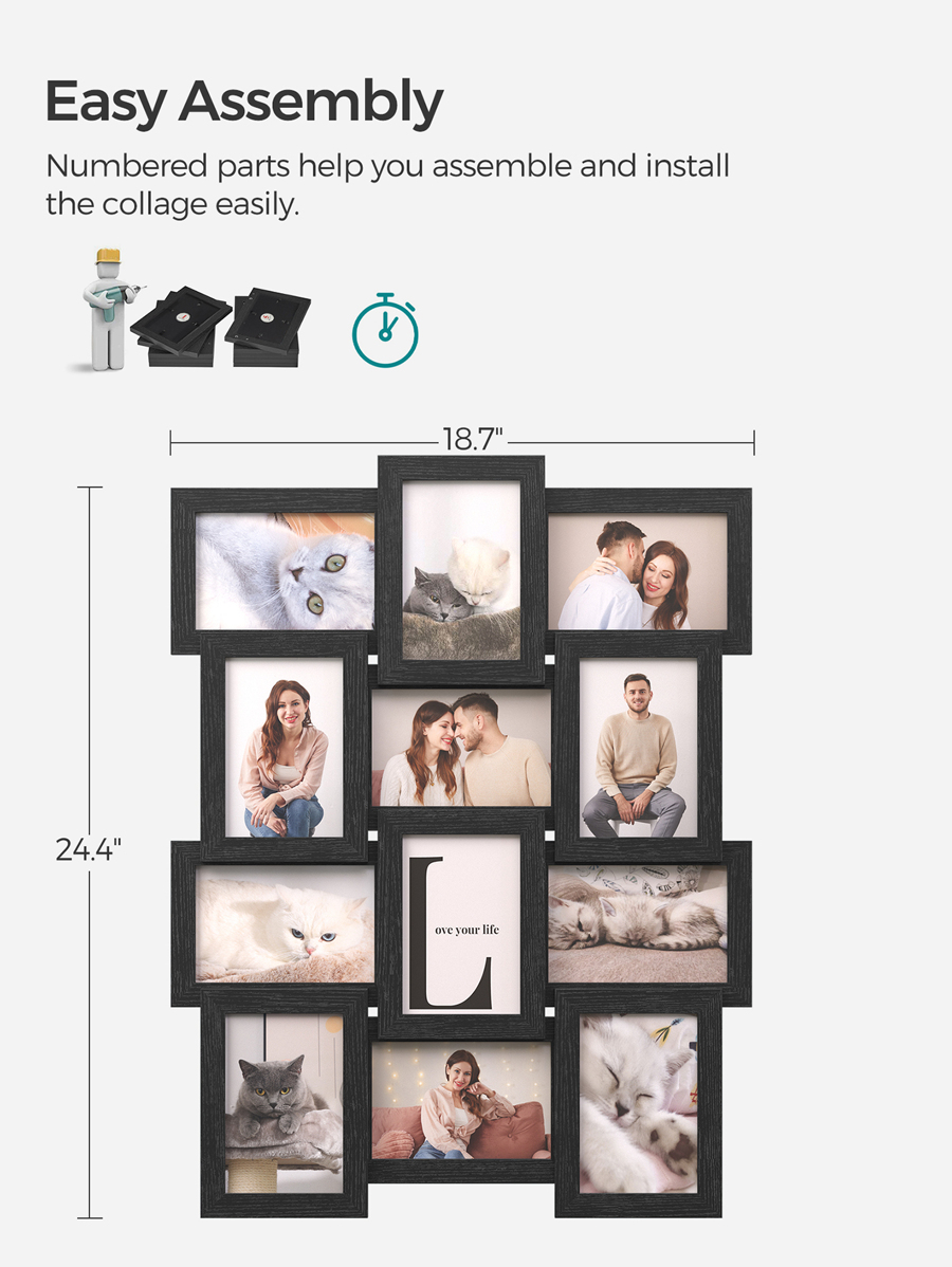 SONGMICS Collage Picture Frames, 4x6 Picture Frames Collage for Wall ...