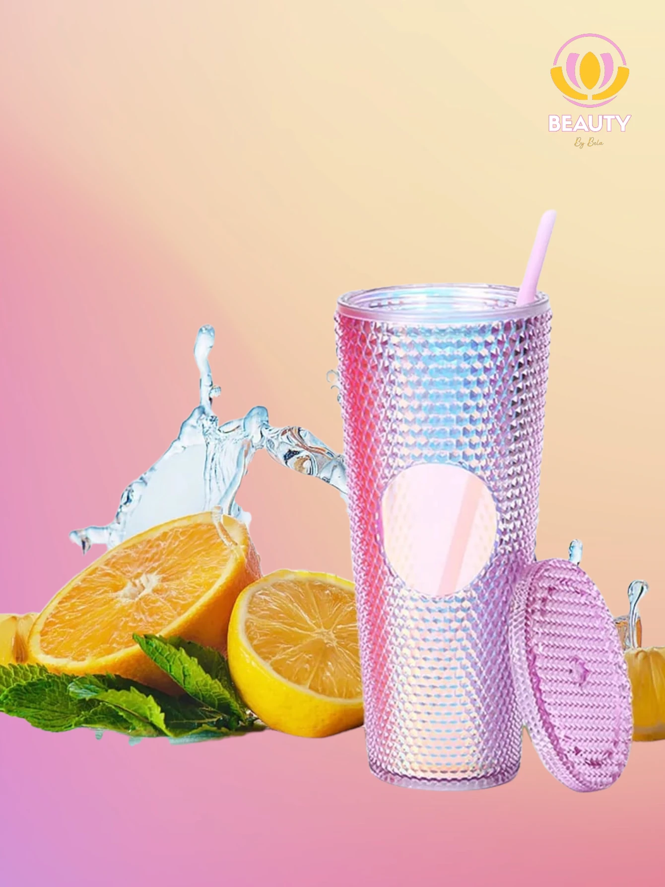 Vaso GLAM para jugo smoothie con tapa de rosca antiderrame térmico ...
