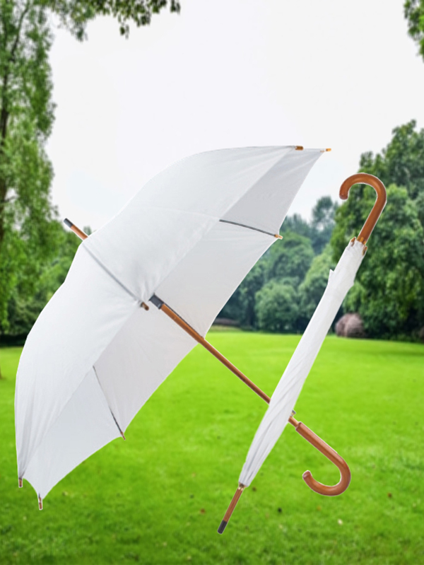 Guarda Chuva Branco Com Cabo De Madeira Curvado 60CM | SHEIN Brasil
