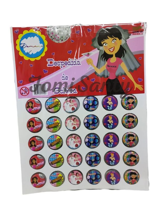 Paquete de 30 pines de 2 cm con temática de Despedida de soltera ...