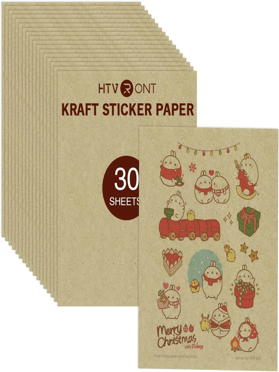HTVRONT Kraft Sticker Paper - 30 Sheets Kraft Paper Sheets for Laser ...