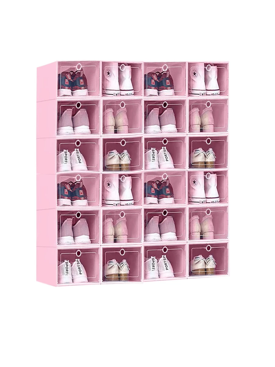 24 Shoe Rack Organizer, Storage Boxes, Foldable And Stackable With Lids ...
