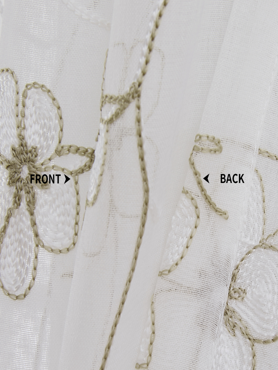 Floral Embroidery Sheer Curtain for Living Room, Flower Voile Semi ...
