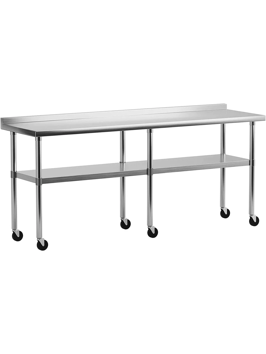 Stainless Steel Work Table 34" Height with Caster Wheels for Prep ...