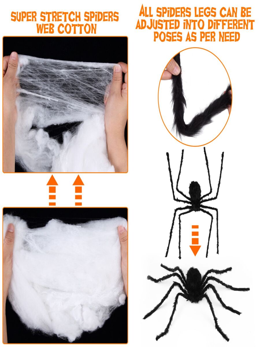 50" Giant Voice Control Spiders Realistic Hairy Spiders, Halloween ...
