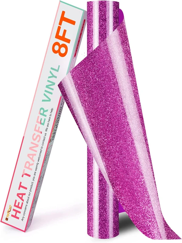 HTVRONT Glitter HTV Heat Transfer Vinyl Rolls - 10" x 8ft Glitter HTV Vinyl for Shirt, Glitter ...