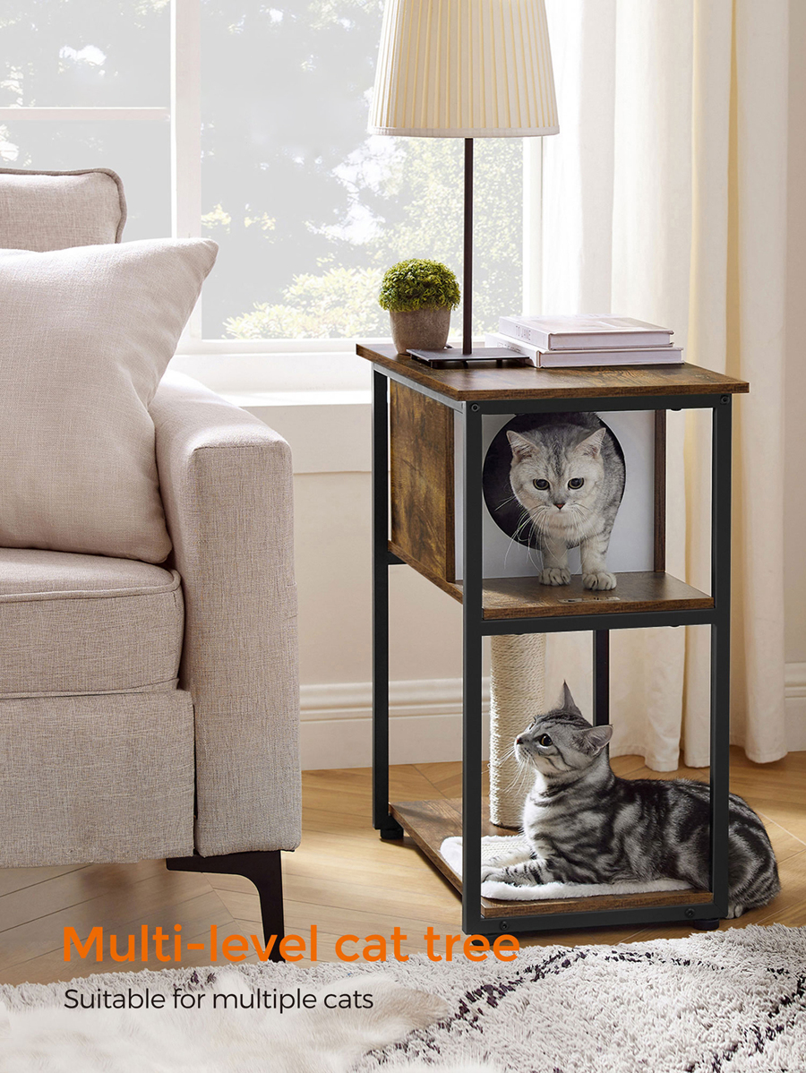 Feandrea Cat Tree and End Table, Cat Tower with Scratching Post and Mat ...
