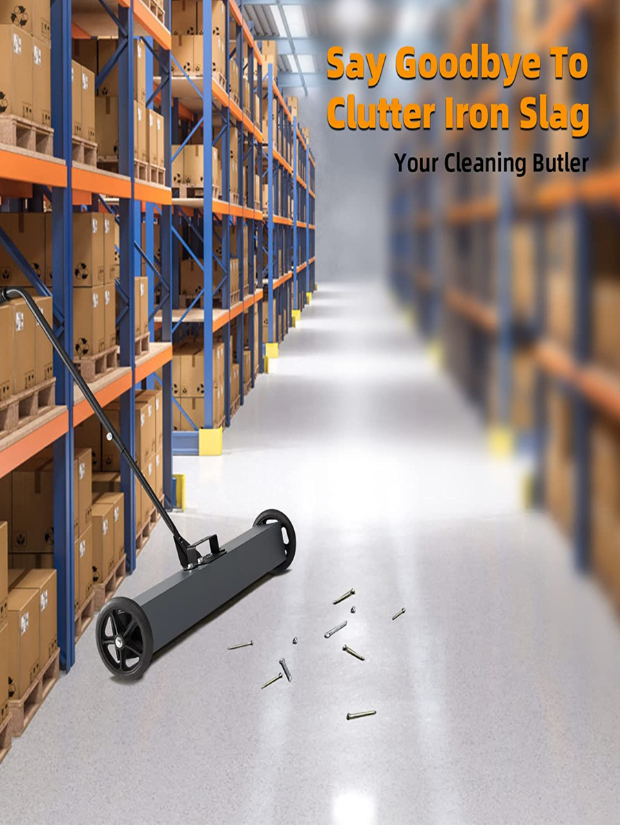 24'' Heavy Duty Magnetic Sweeper with Wheels, 33 Lbs Capacity Rolling ...
