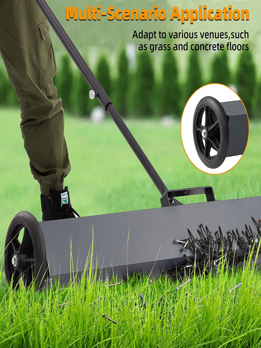 24'' Heavy Duty Magnetic Sweeper with Wheels, 33 Lbs Capacity Rolling ...