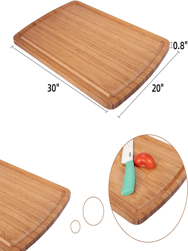 Cutting Board 30"x20" Extra Large Bamboo Wooden Butcher Block Kitchen ...