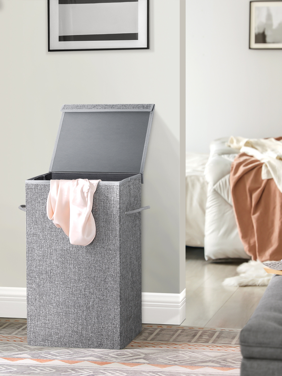 SONGMICS Sturdy Laundry Hamper with Lid & Removable Fabric Bag, 85L ...